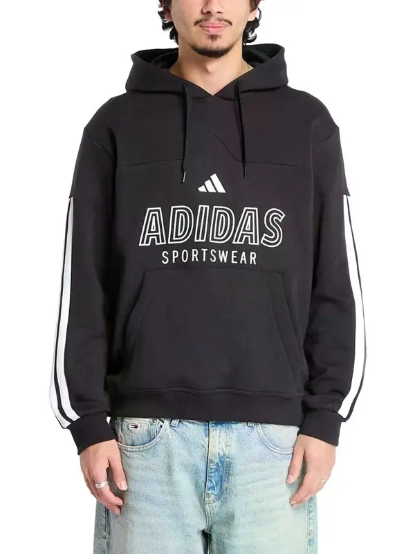 Adidas House Of Tiro Logo-print 3-stripes Hoodie - Black