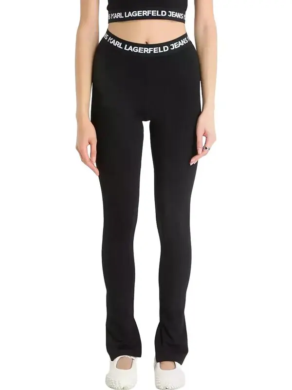 Karl Lagerfeld Milano Logo-waistband Split-cuff Leggings - Black