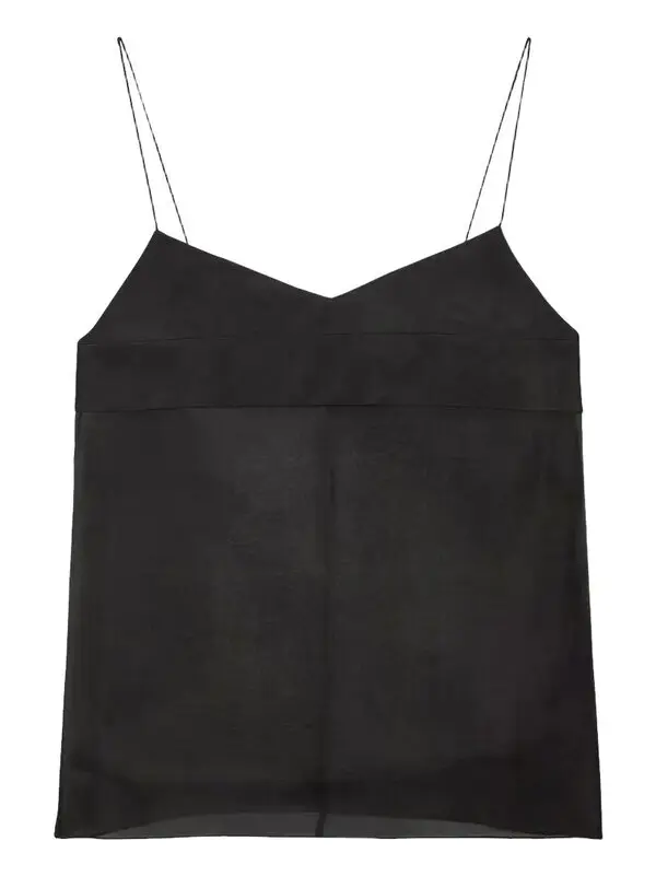 VORANIDA Semi-sheer V-neck Top - Black