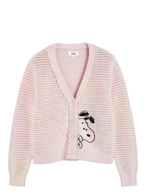 Chinti & Parker Snoopy Crochet Cotton Cardigan - Pink