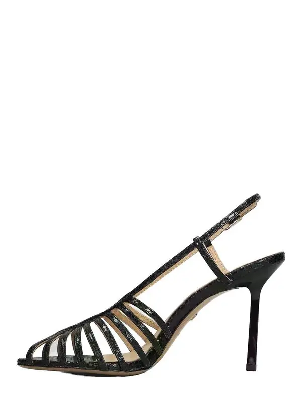 Lola Cruz Snakeskin-effect Cage Sandals - Black