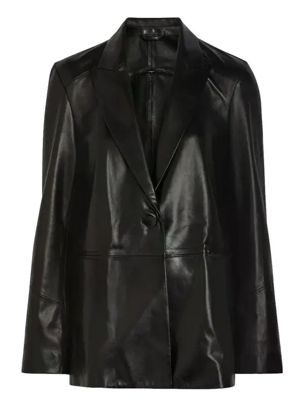 Nour Hammour Arden Polished Leather Jacket - Black