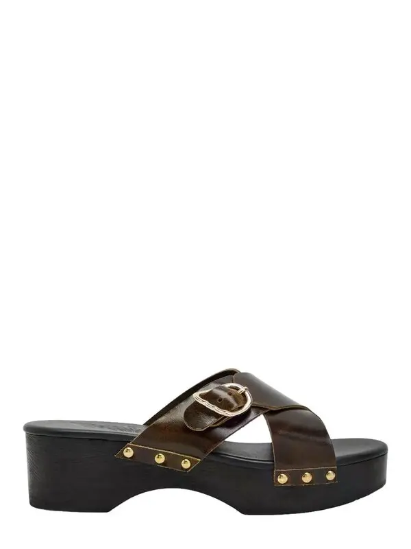 ANCIENT GREEK SANDALS Crossover-strap Studded Sandals - Brown