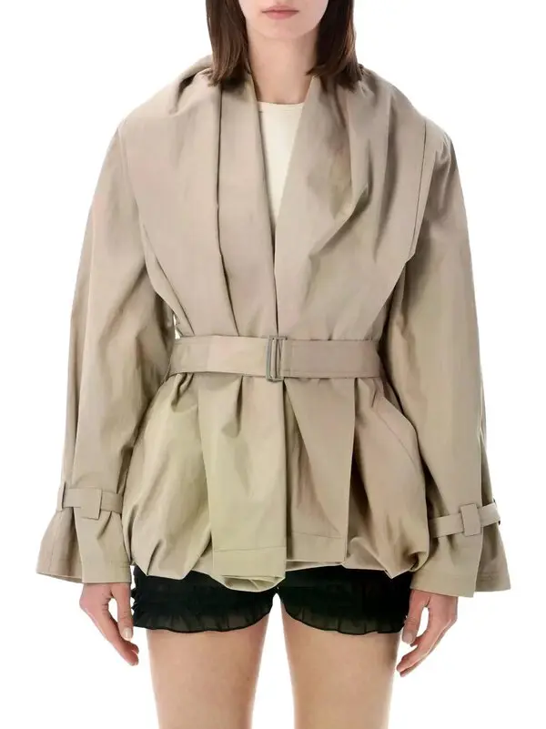 Magda Butrym Draped-collar Belted Jacket - Neutrals