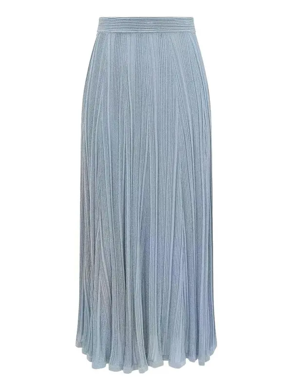 Zimmermann Aster Metallic-knit Skirt - Blue
