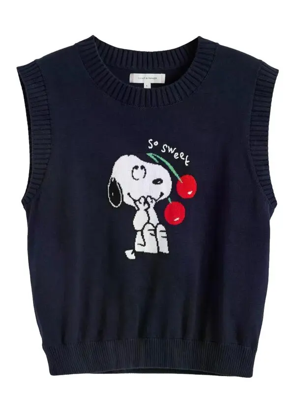 Chinti & Parker Snoopy Knitted Cotton Tank Top - Blue