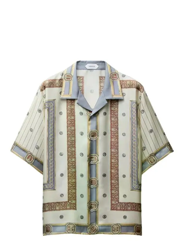 Versace Printed Silk Twill Shirt - Neutrals