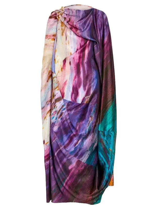 ROKSANDA Brushstroke Print Draped Dress - Purple