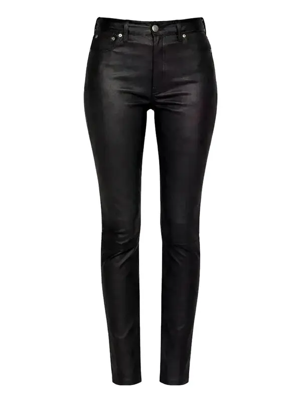 Polo Ralph Lauren Coated Leather Trousers - Black