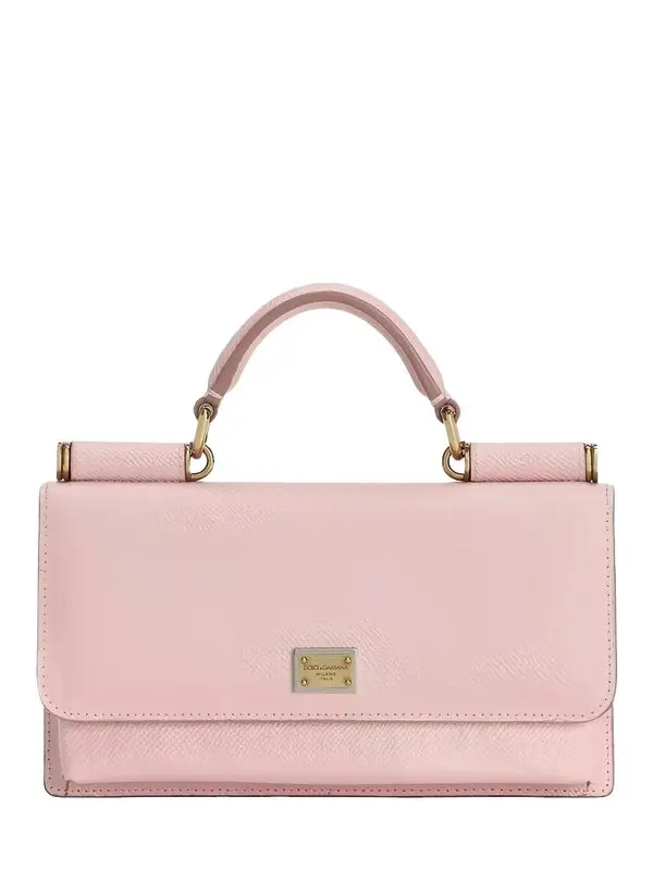 Dolce & Gabbana Logo-plaque Grained Clutch Bag - Pink