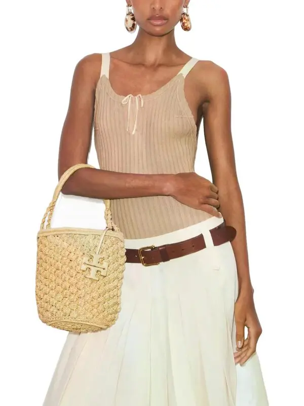 Tory Burch Ella Hand-crocheted Bucket Bag - Neutrals