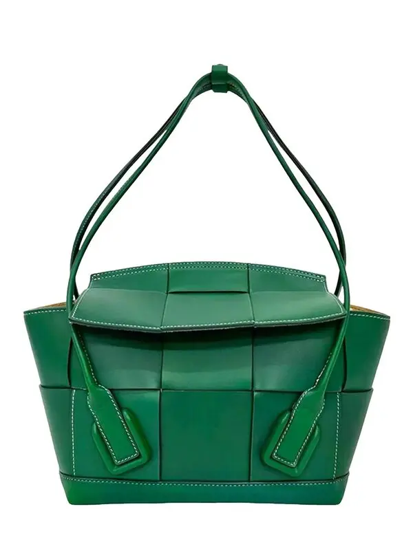 Bottega Veneta Small Calfskin Maxi Intrecciato Arco Satchel - Green