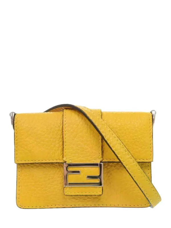 Fendi 2010-2026 Micro Leather Baguette Crossbody Bag - Yellow