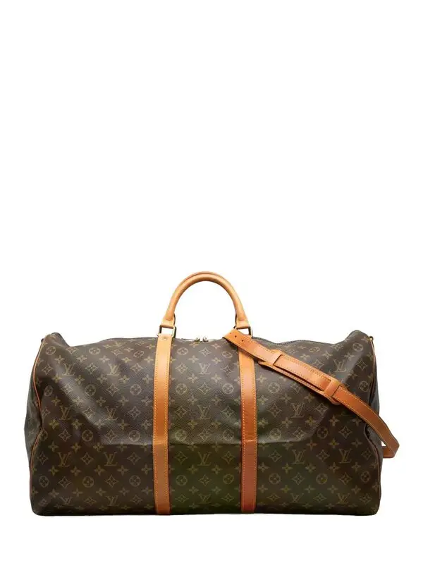 LOUIS VUITTON 1987 Monogram Keepall Bandouliere 60 Travel Bag - Brown
