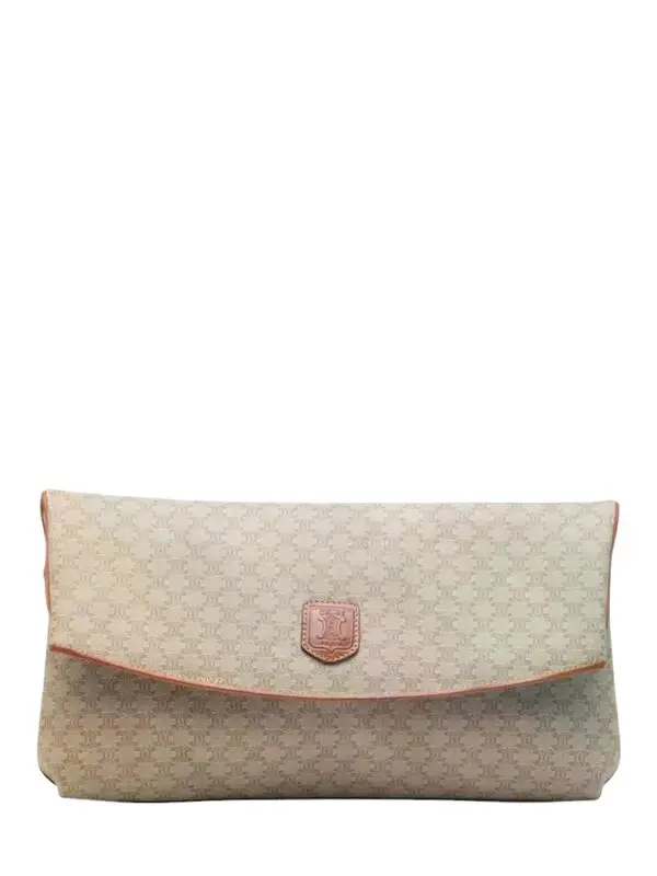 Celine 2005 Macadam Coated Canvas Clutch - Neutrals