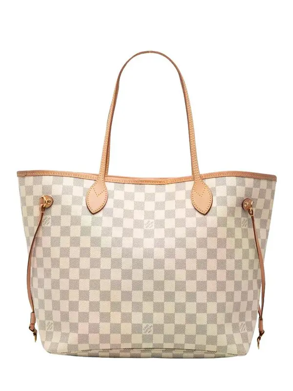 LOUIS VUITTON Damier Azur Neverfull Mm Tote Bag - White
