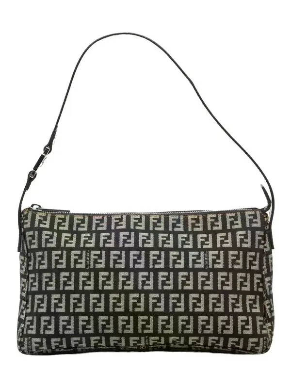 Fendi 2000-2025 Zucchino Canvas Pochette Shoulder Bag - Black