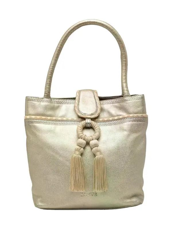 Loewe 2000-2010 Metallic Leather Fringe Handbag - Gold