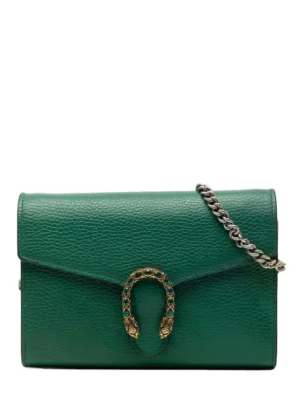 Gucci Leather Dionysus Wallet On Chain - Green