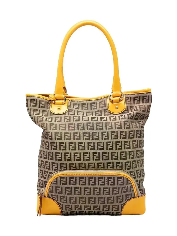 Fendi 2000-2010 Zucchino Canvas Chef Front Pocket Tote Bag - Yellow