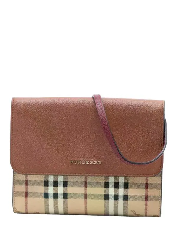 Burberry Haymarket Check Coated Canvas And Calfskin Loxley Crossbody Bag - Brown
