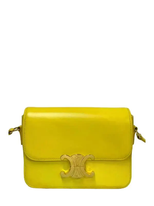 Celine 2019 Teen Shiny Calfskin Triomphe Crossbody Bag - Yellow