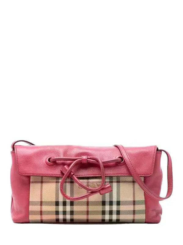 Burberry Haymarket Check Coated Canvas Leah Crossbody Bag - Pink