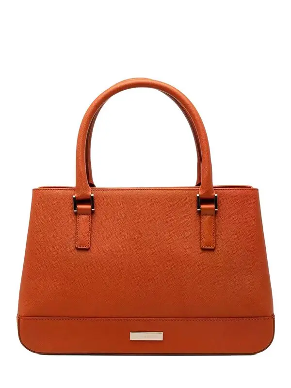 Burberry Leather Top Handle Tote Bag - Orange