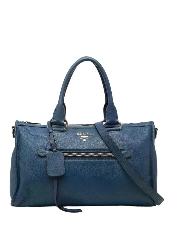 Prada Vitello Phenix Zip Top Satchel - Blue