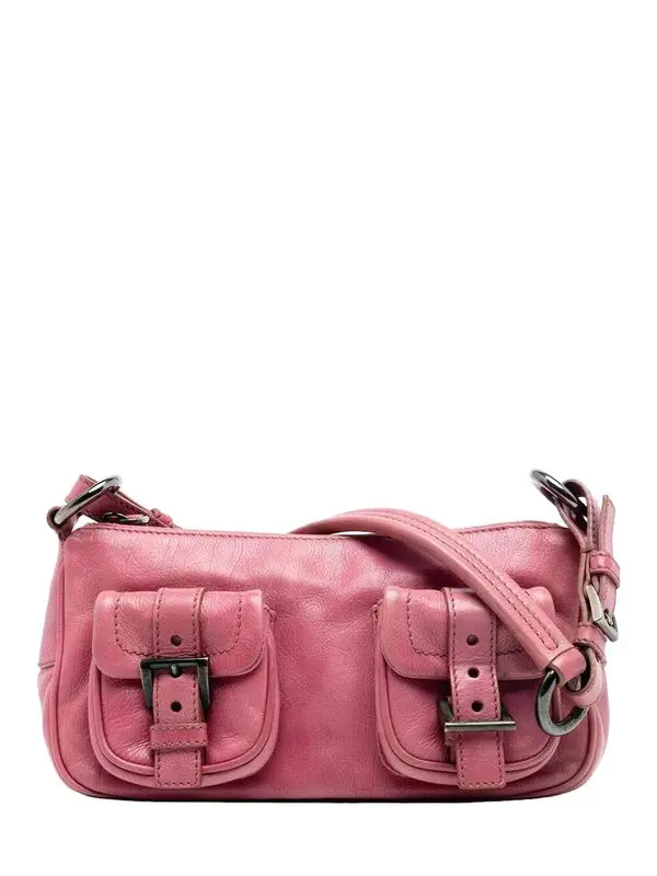 Prada 2013-2026 Soft Calf Double Pocket Shoulder Bag - Pink