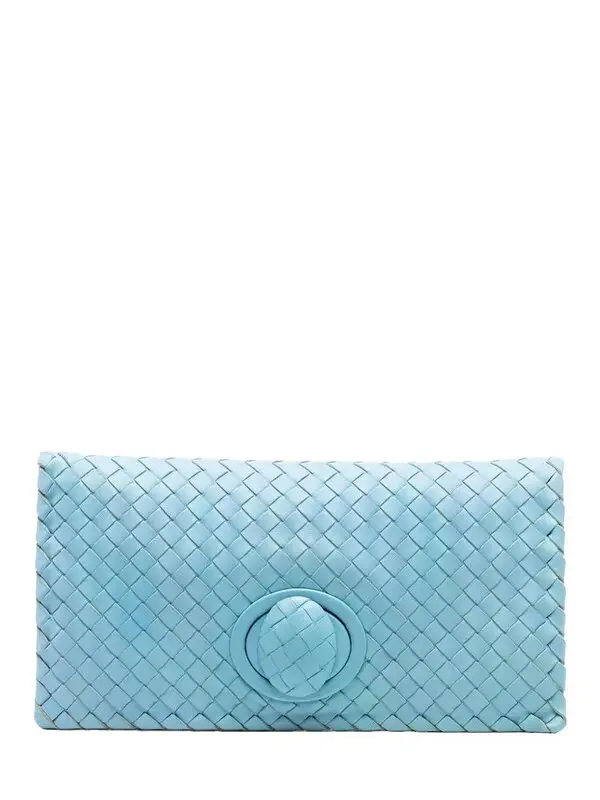 Bottega Veneta Nappa Intrecciato Turn Lock Clutch Bag - Blue