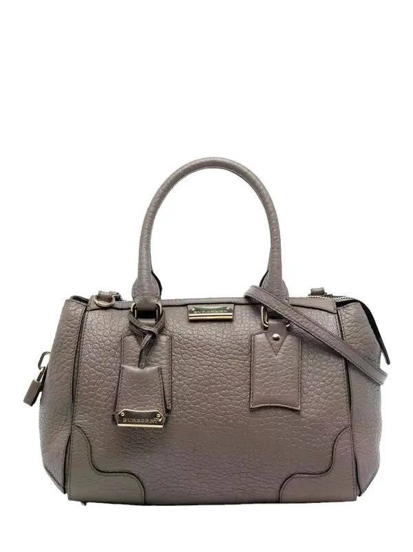 Burberry Small Grained Leather Heritage Gladstone Satchel - Grey