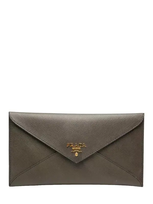 Prada Saffiano Envelope Clutch Bag - Grey