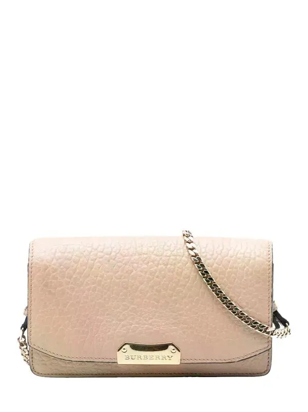 Burberry Textured Leather Madison Wallet On Chain - Neutrals
