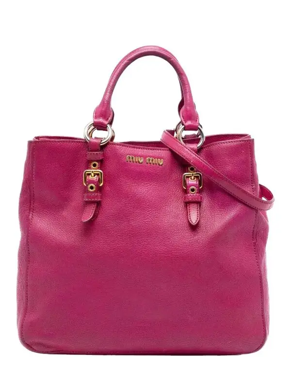 Miu Miu 2010-2025 Goatskin Madras Satchel - Pink