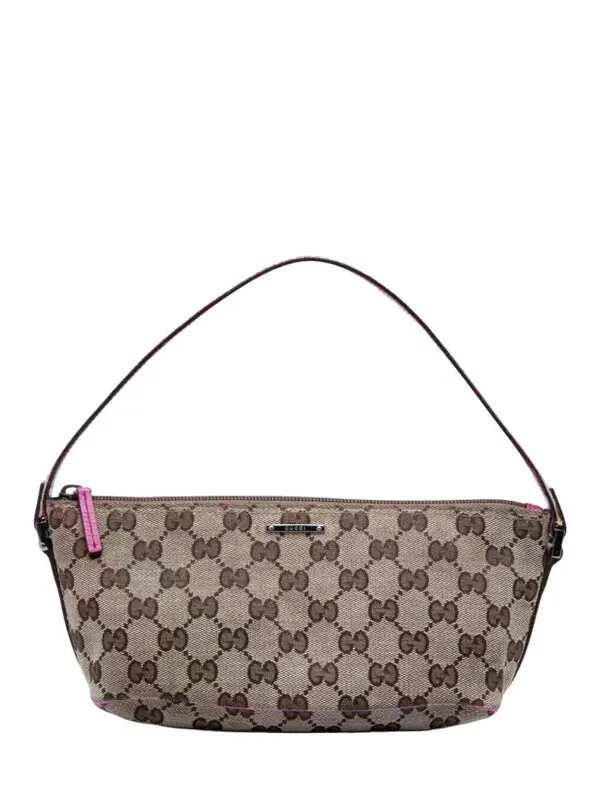 Gucci Gg Canvas Web Boat Shoulder Bag - Pink