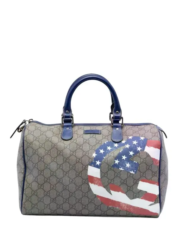 Gucci Medium Gg Supreme American Flag Boston Bag - Neutrals