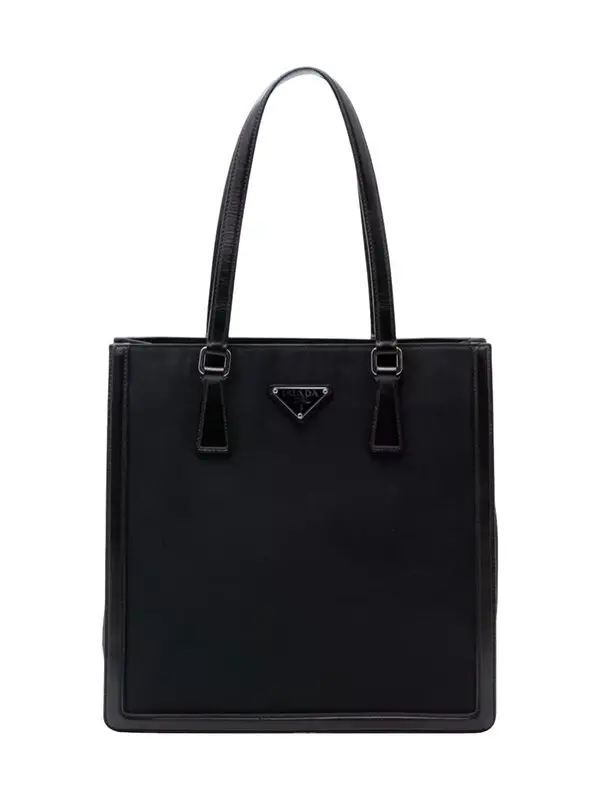 Prada Leather-trimmed Tessuto Tote Bag - Black
