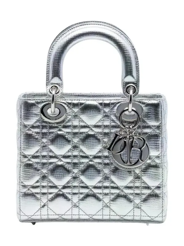 Dior 2016 Small Metallic Grained Calfskin My Abcdior Lady Satchel - Silver