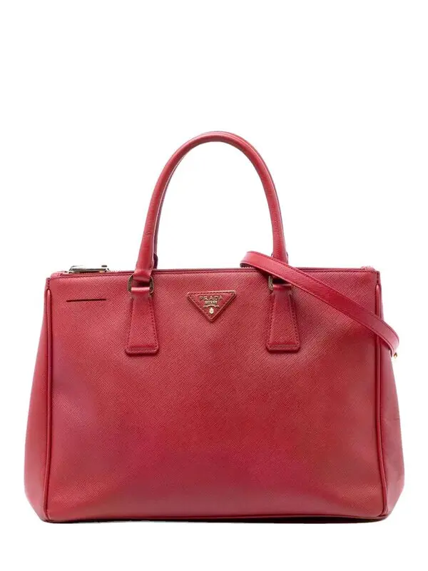 Prada Galleria Double Zip Satchel - Red