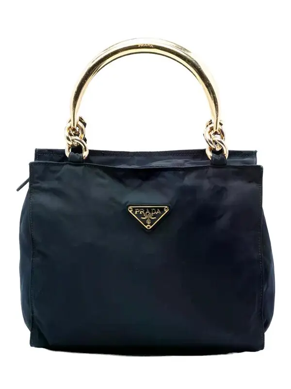 Prada 2000-2013 Tessuto Metal Handle Handbag - Blue