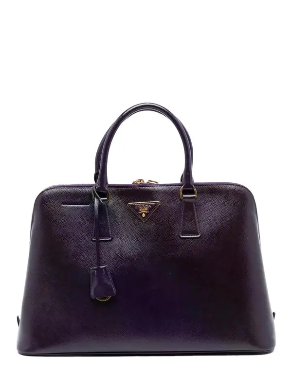 Prada 2010-2016 Large Saffiano Vernice Promenade Satchel - Purple