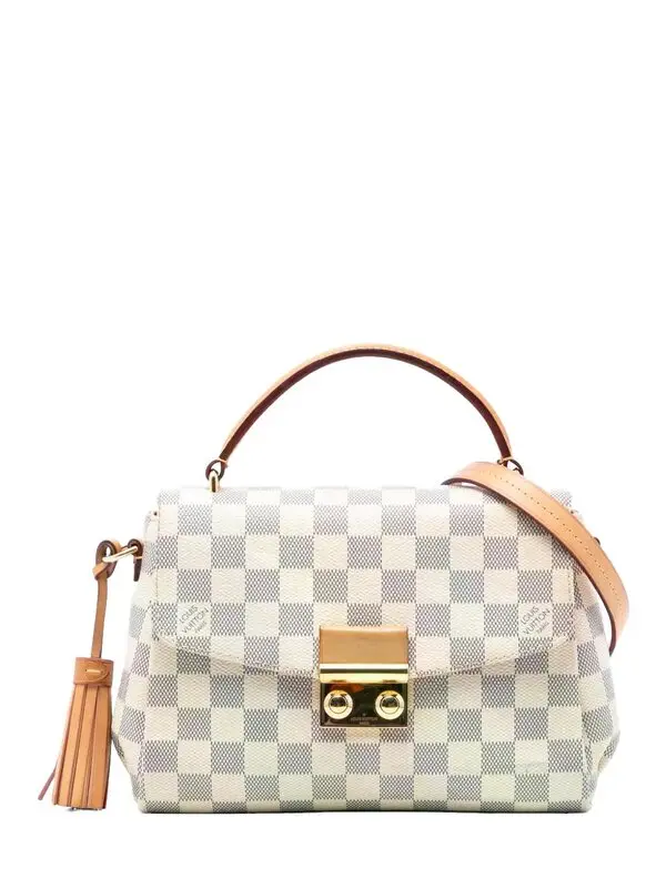 LOUIS VUITTON 2017 Damier Azur Croisette Satchel - White
