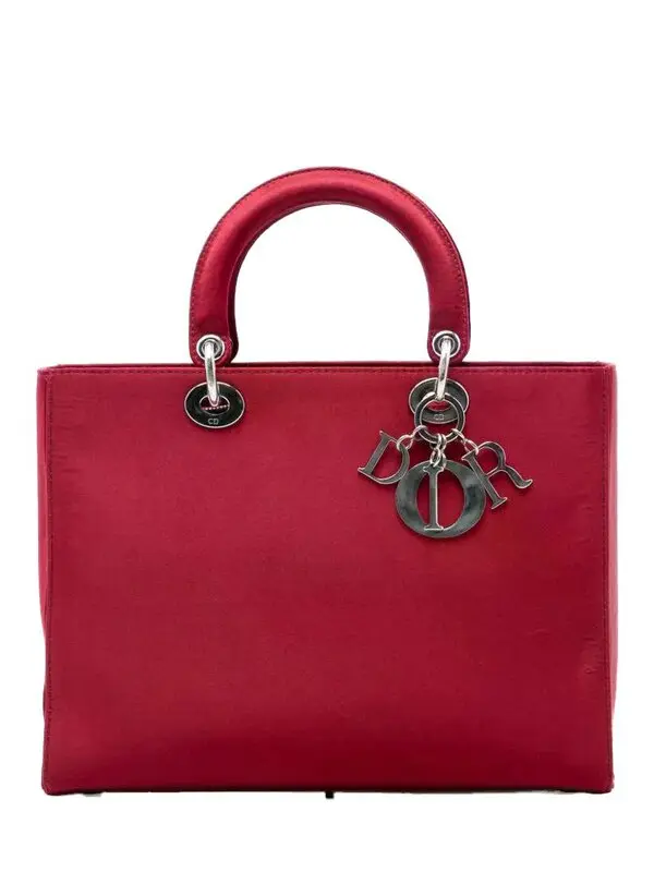 Dior 2007 Large Satin Lady Satchel - Red