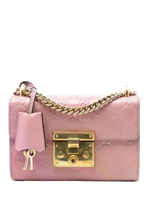 Gucci Small Sissima Padlock Crossbody Bag - Pink