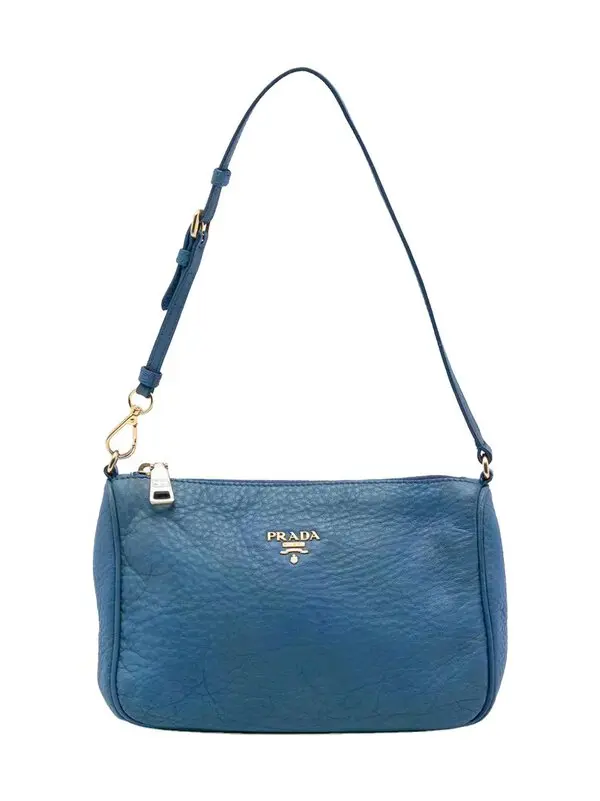Prada 2000-2012 Vitello Daino Pochette Shoulder Bag - Blue