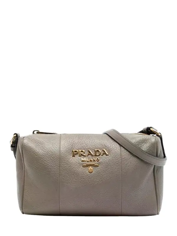 Prada Mini Vitello Phenix Barrel Camera Crossbody Bag - Brown