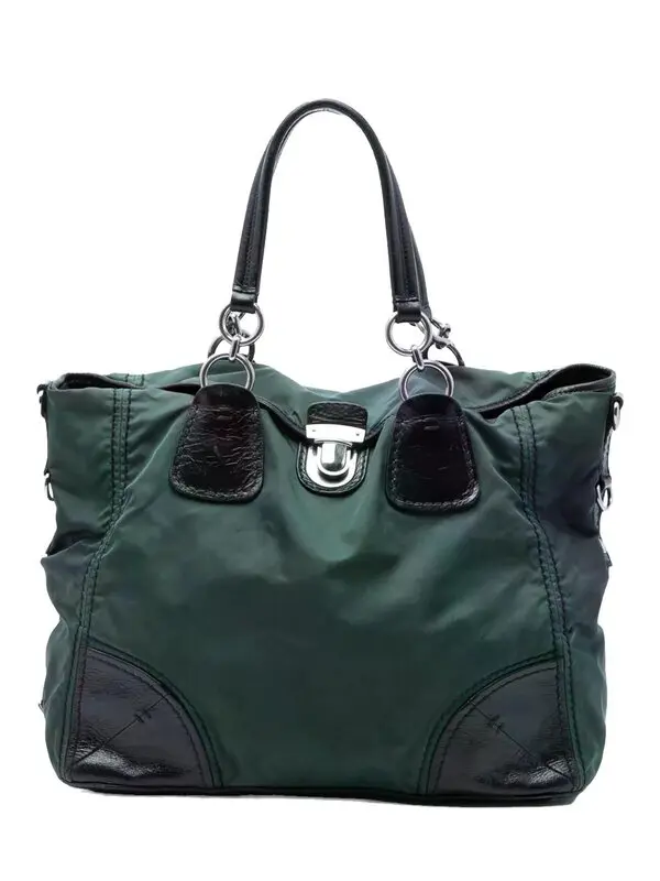 Prada Tessuto Push Lock Convertible Satchel - Green