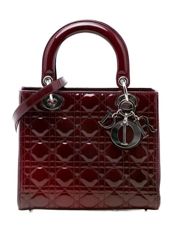 Dior 2011 Medium Patent Cannage Lady Satchel - Red