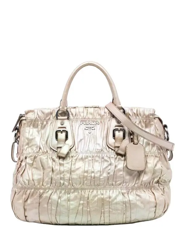 Prada 2010-2026 Nappa Gaufre Satchel - Gold